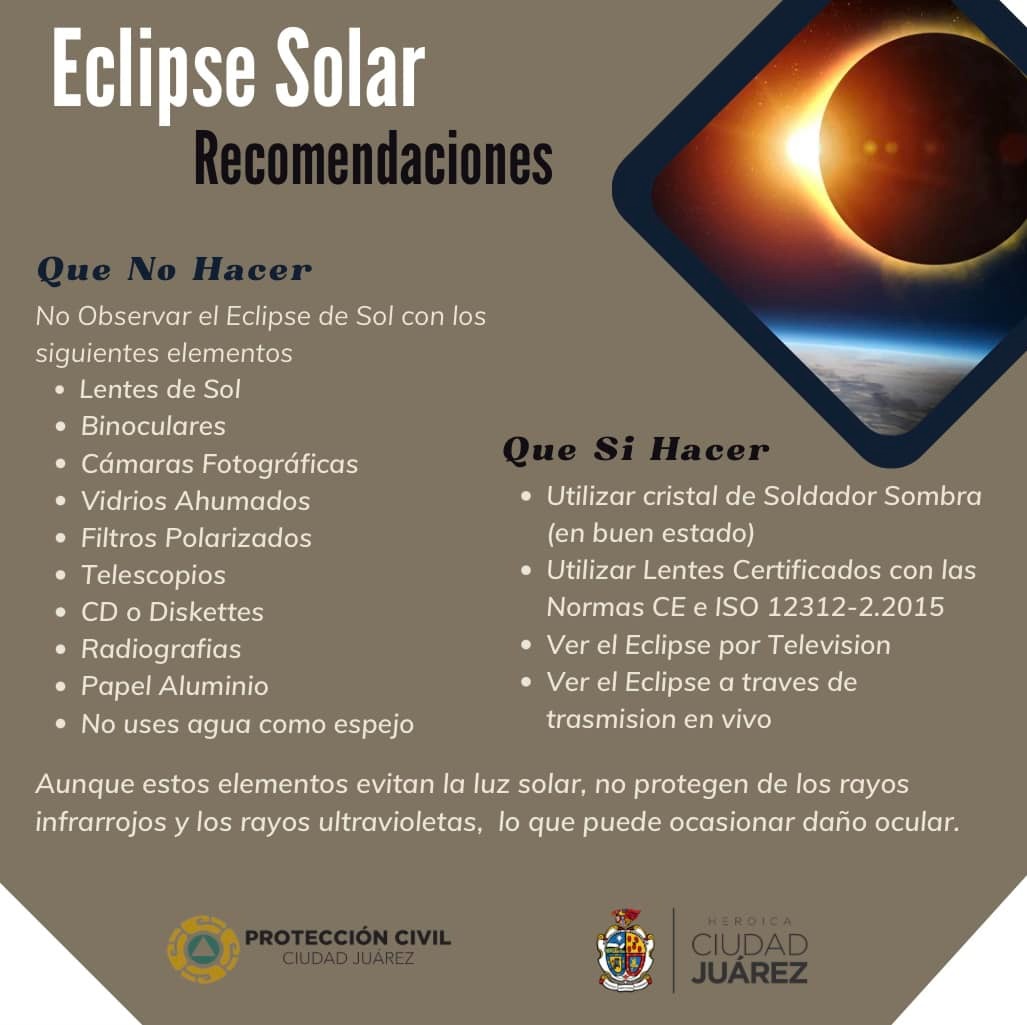 Protección Civil emite recomendaciones para observar el eclipse el próximo lunes – Al Contacto